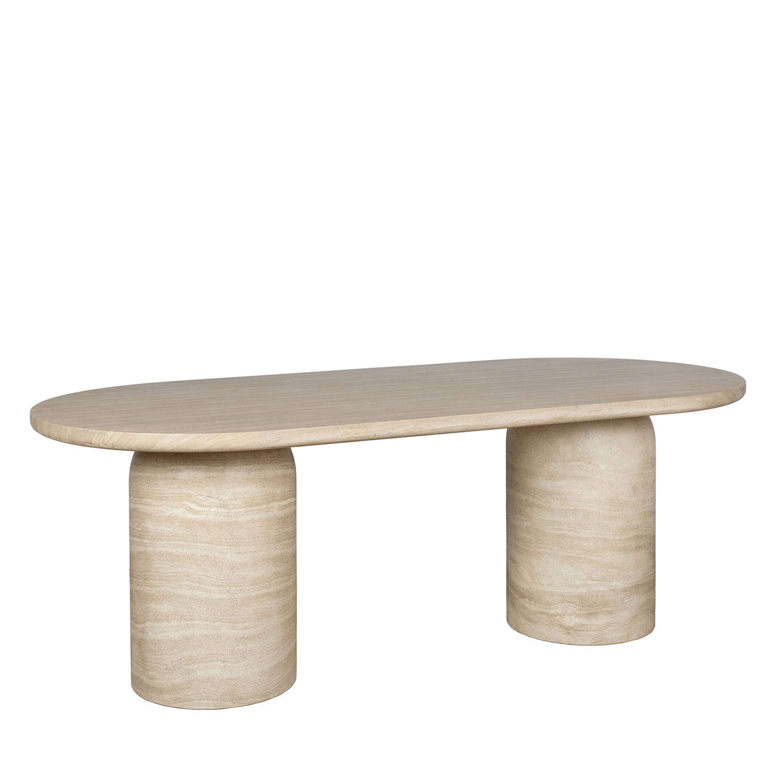 Elliptical GFRC Dining Table with Dual Rounded Cylindrical Base ...