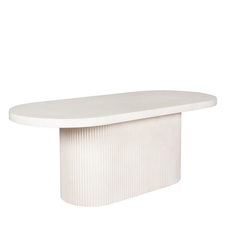 Oval GFRC Dining Table with Fluted Base - Aurora Craft Furniture