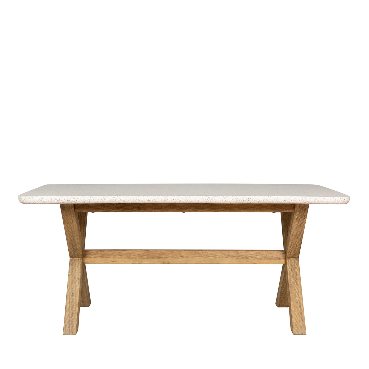 Rectangular GFRC Dining Table with Wooden Trestle Base - Aurora Craft ...