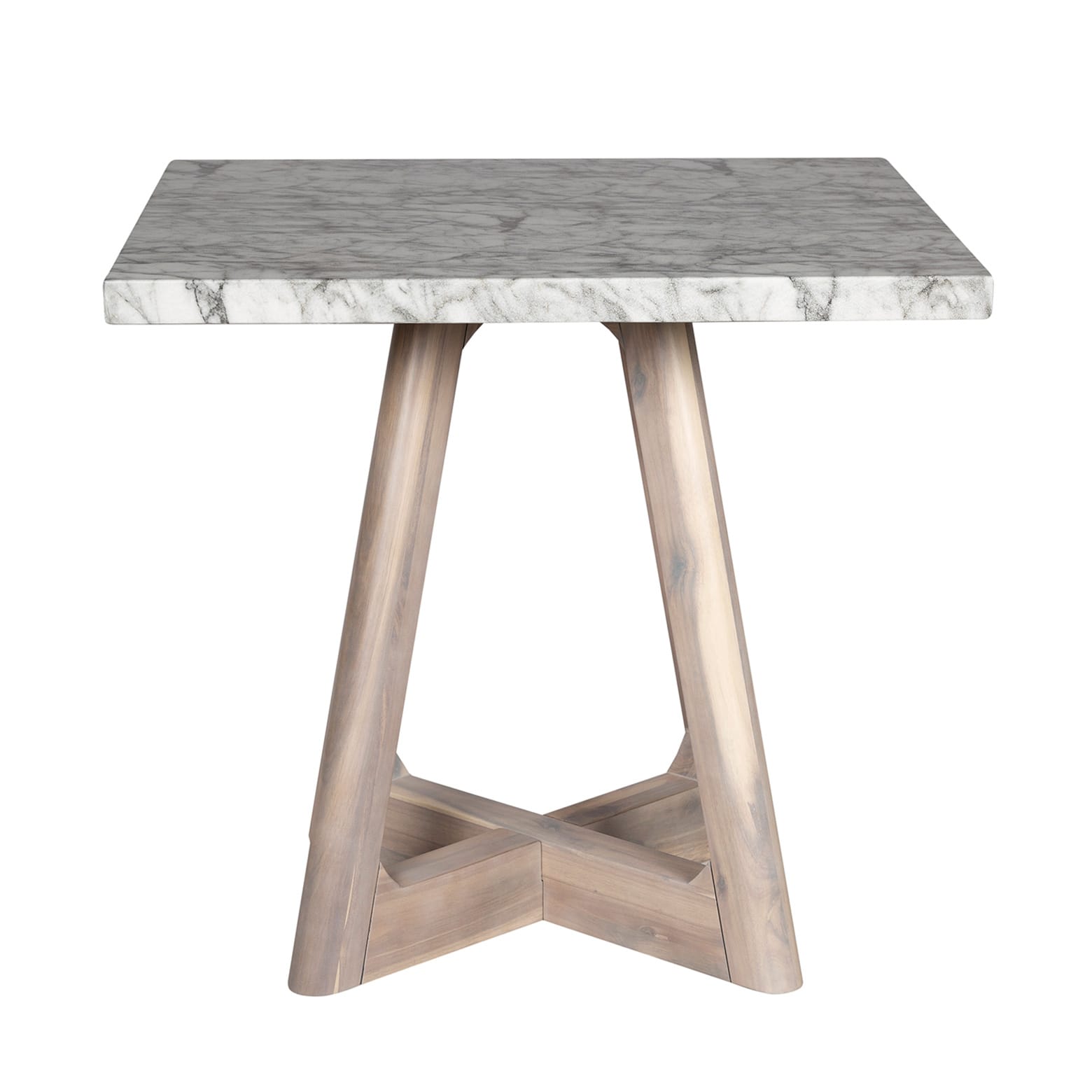 Square GFRC Dining Table with Geometric Hardwood Base - Aurora Craft ...