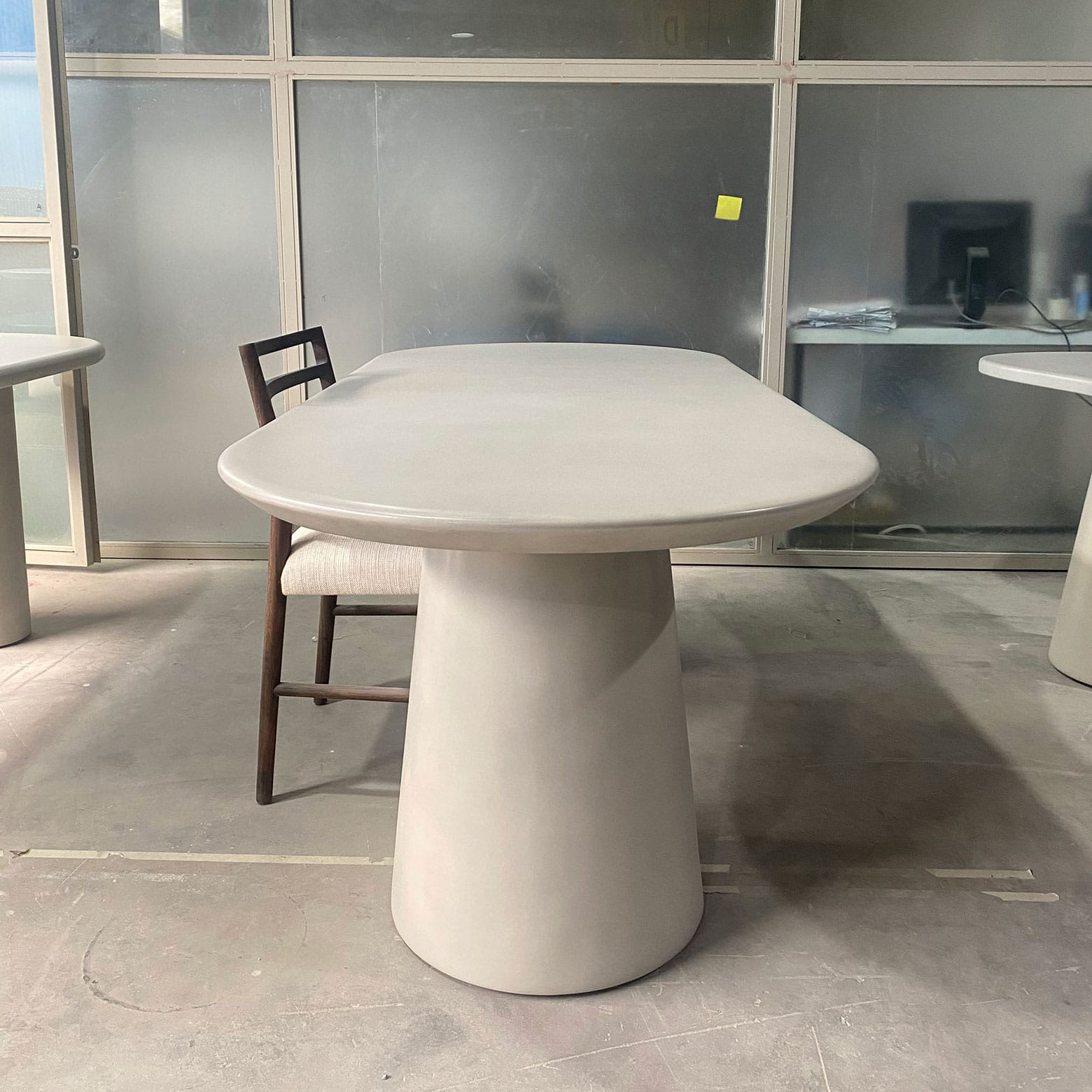 Elliptical GFRC Dining Table with Dual Tapered Pedestal Base - Aurora ...