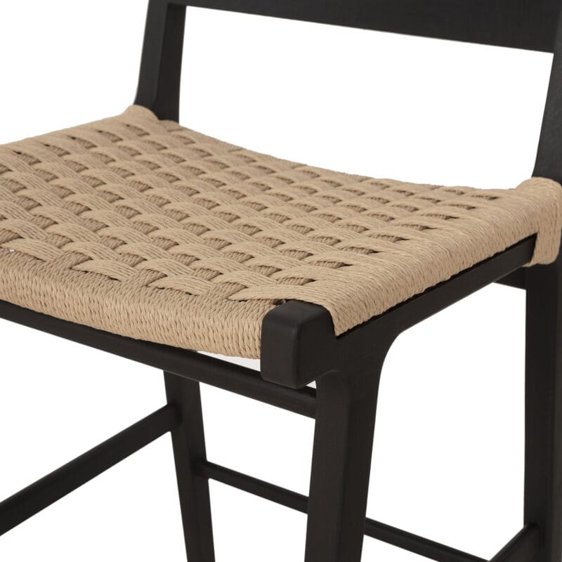 Handwoven Jute Bar Stool with Solid Wood Frame - Aurora Craft Furniture