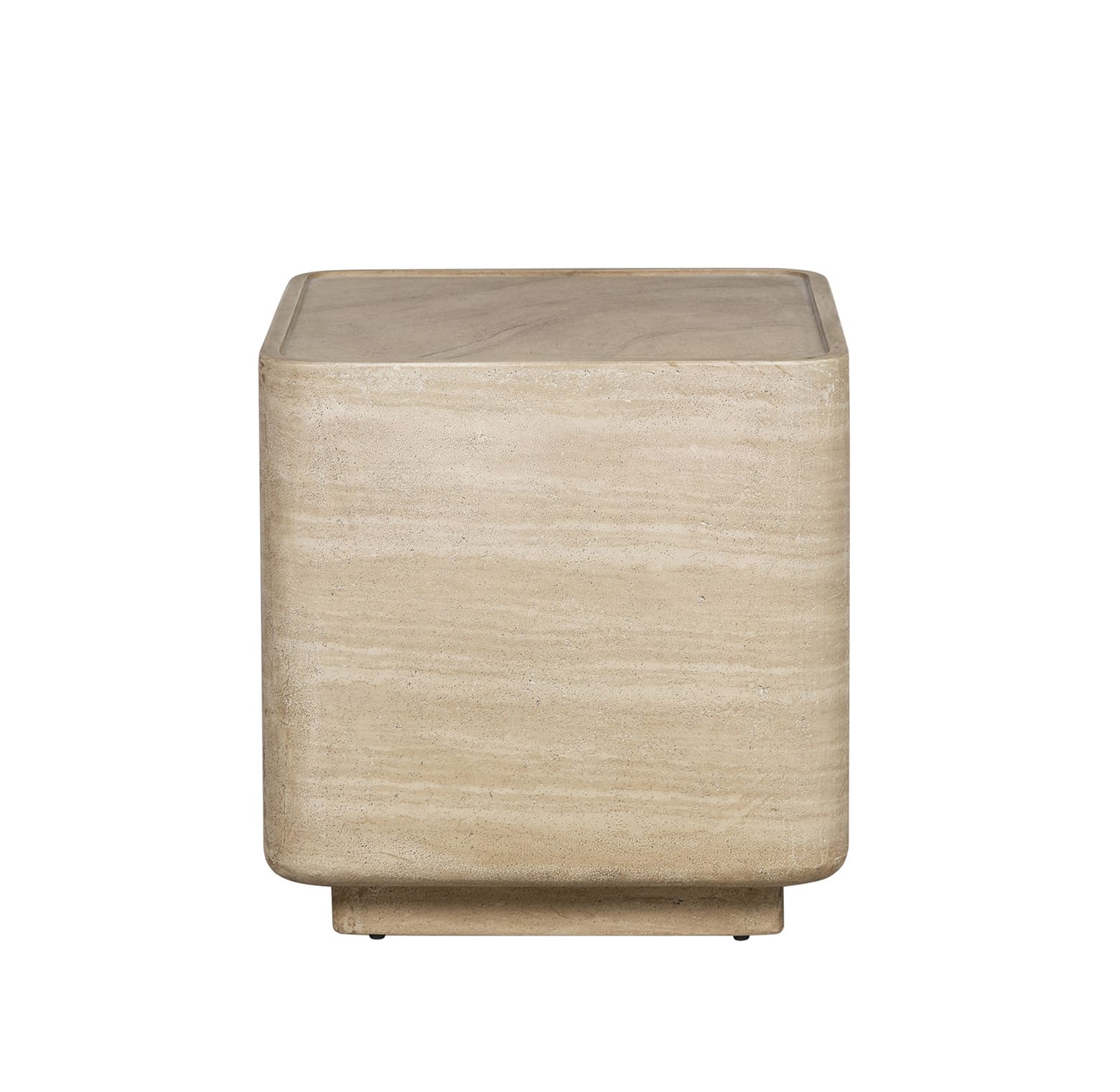 Square Travertine-Inspired GFRC Side Table - Aurora Craft Furniture