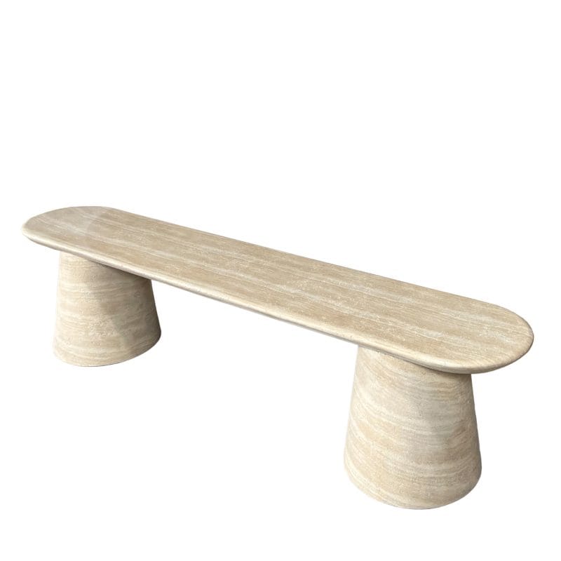 GFRC Bench with Dual Cylindrical Pedestal Base - Aurora Craft Furniture