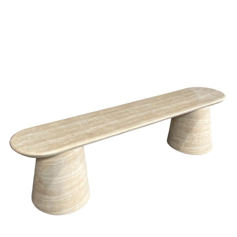 GFRC Bench with Dual Cylindrical Pedestal Base - Aurora Craft Furniture
