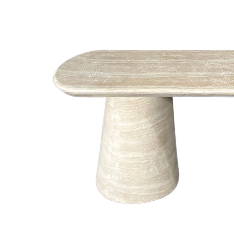 GFRC Bench with Dual Cylindrical Pedestal Base - Aurora Craft Furniture