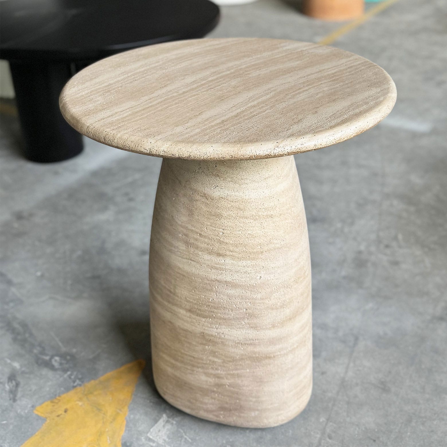 GFRC Side Table with Rounded Pedestal Base - Aurora Craft Furniture