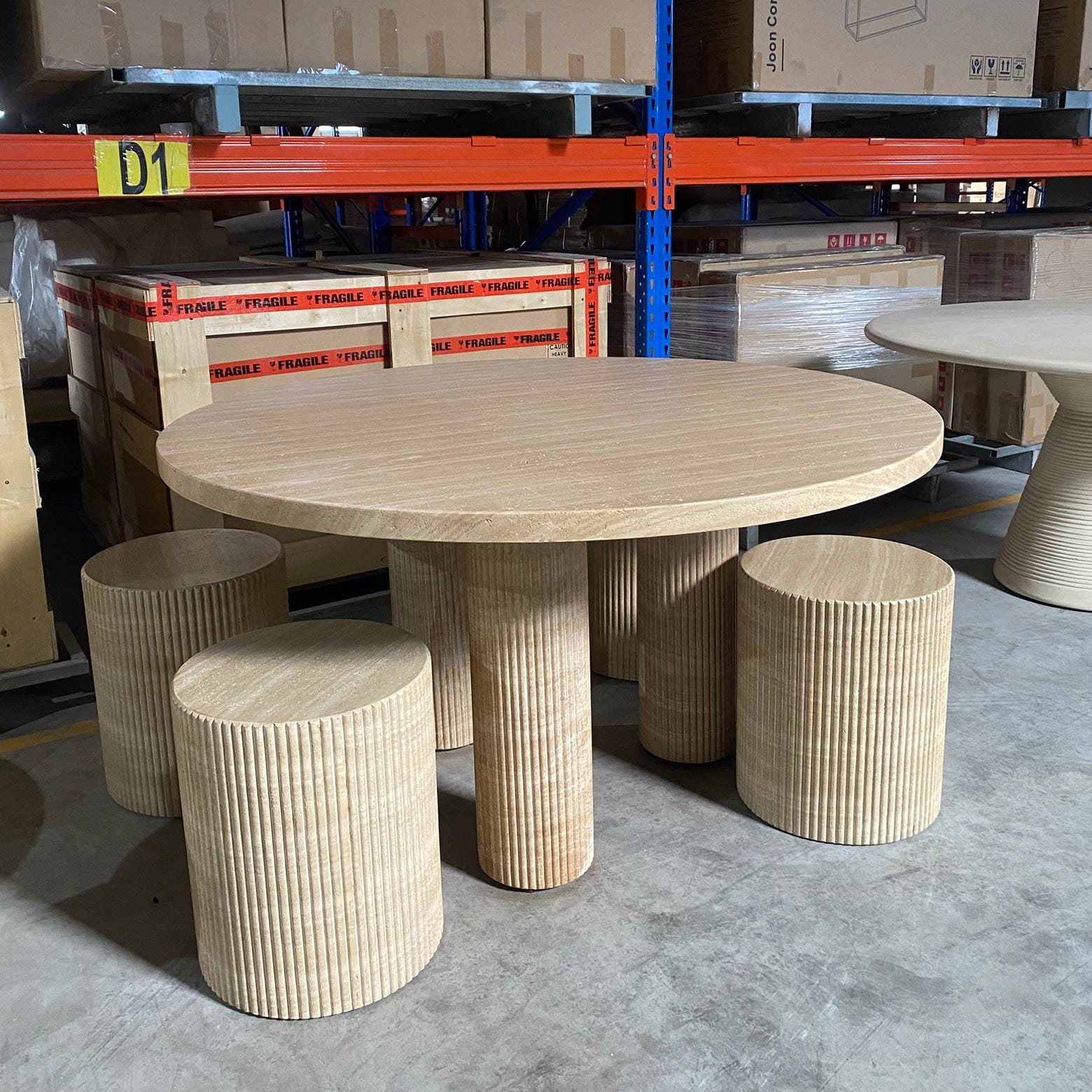 Round Fluted GFRC Dining Table - Aurora Craft Furniture