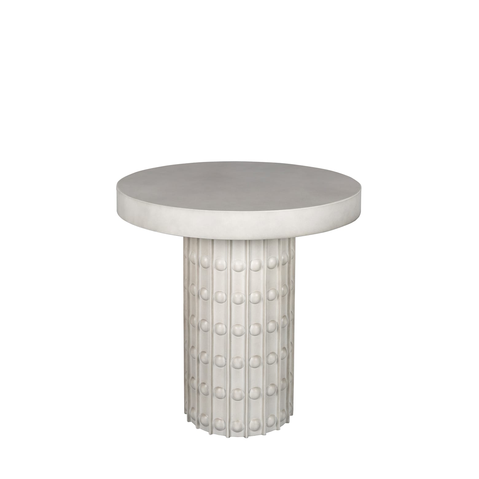 Round GFRC Dining Table with Textured Cylindrical Pedestal Base ...