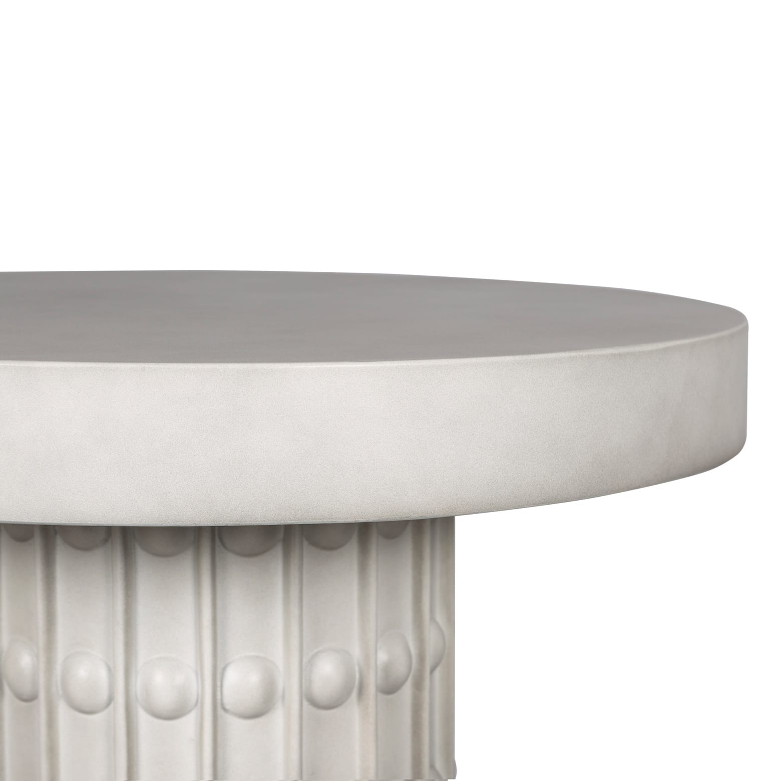 Round GFRC Dining Table with Textured Cylindrical Pedestal Base ...